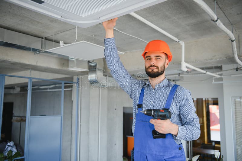 Air Conditioner Install and AC Repair Service Stock Image - Image of ...