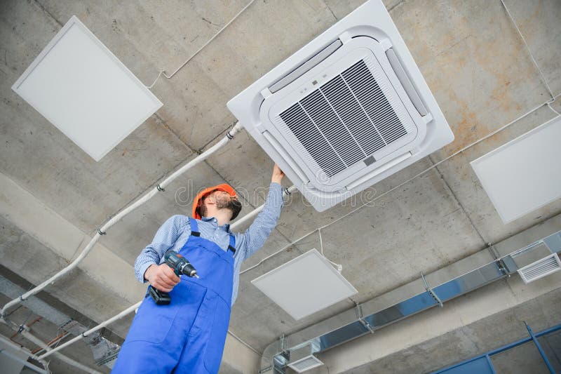 Air Conditioner Install stock photo. Image of maintenance - 282596270