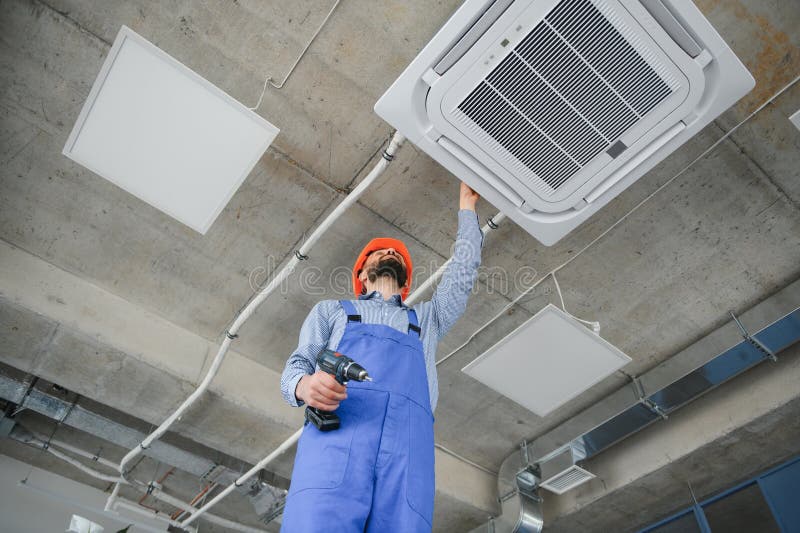 Air Conditioner Install and AC Repair Service Stock Image - Image of ...