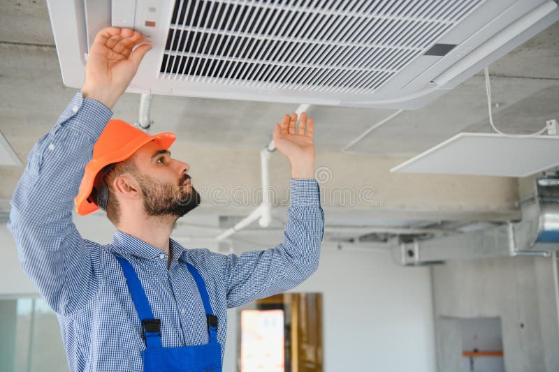 Air Conditioner Install and AC Repair Service Stock Image - Image of ...