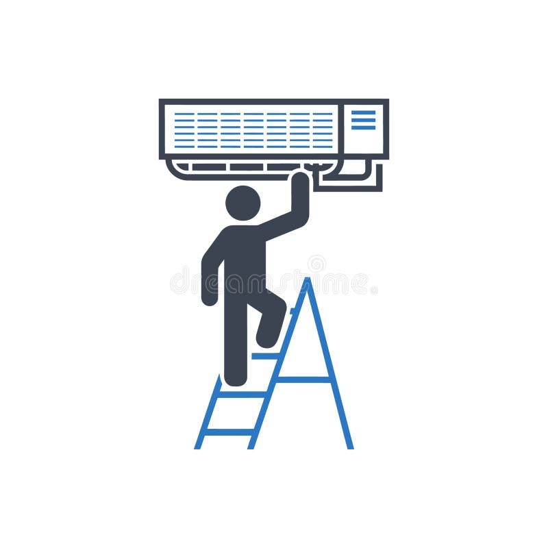 Air Conditioner Installation Ladder Icon Stock Vector - Illustration of ...