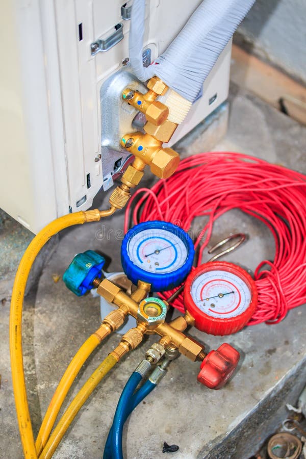 Air Conditioner Installation Process Stock Image - Image of bore ...