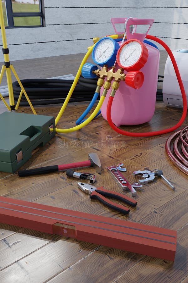Air Conditioner Installation Tool 3d Stock Image - Image of installing ...