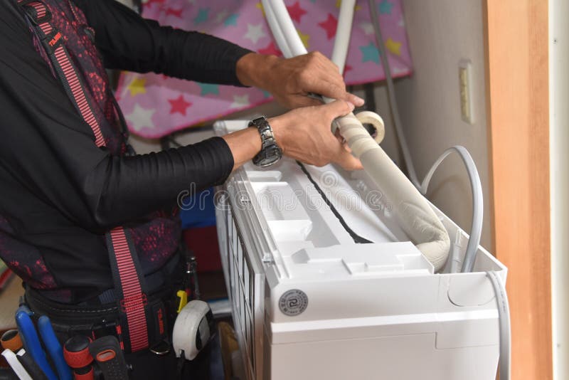 Air Conditioner Installation Work Stock Image - Image of system ...