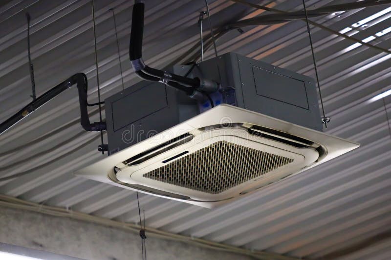 Air Conditioner Installed on Building Ceiling, Common Urban Sight Stock ...