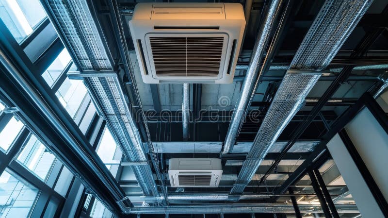 Air Conditioner Installed on the Ceiling. Stock Photo - Image of ...