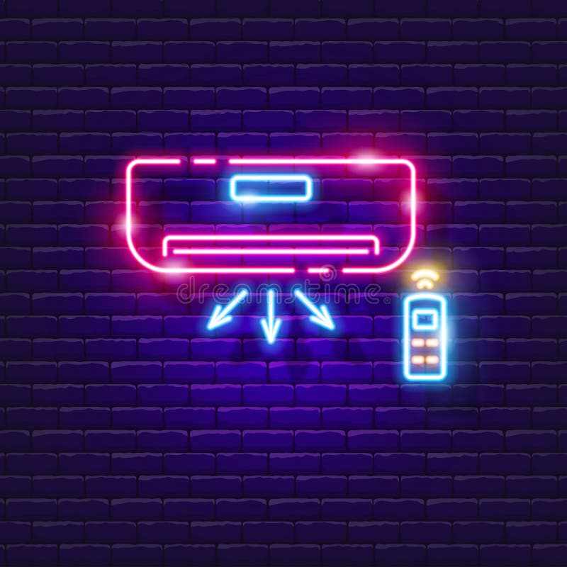 Air Conditioner Neon Sign. Vector Illustration for Design Stock Vector ...