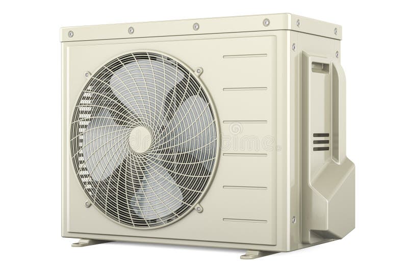 Air Conditioner, Outdoor Compressor Unit. Front View, 3D Rendering ...