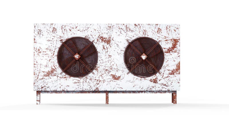 Air Conditioner, Outdoor Compressor Unit. Front View, 3D Rendering ...