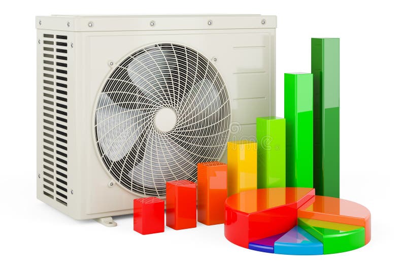 Air Conditioner, Outdoor Compressor Unit with Growth Bar Graph and Pie ...