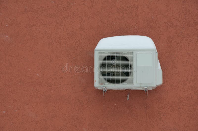 Air Conditioner on Red Wall Stock Image - Image of airair, condenser ...