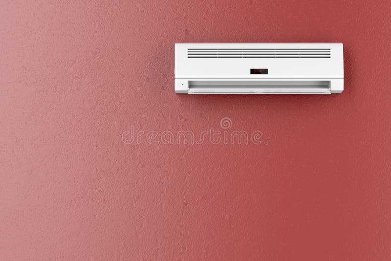 Air Conditioner on Red Wall Stock Illustration - Illustration of ...