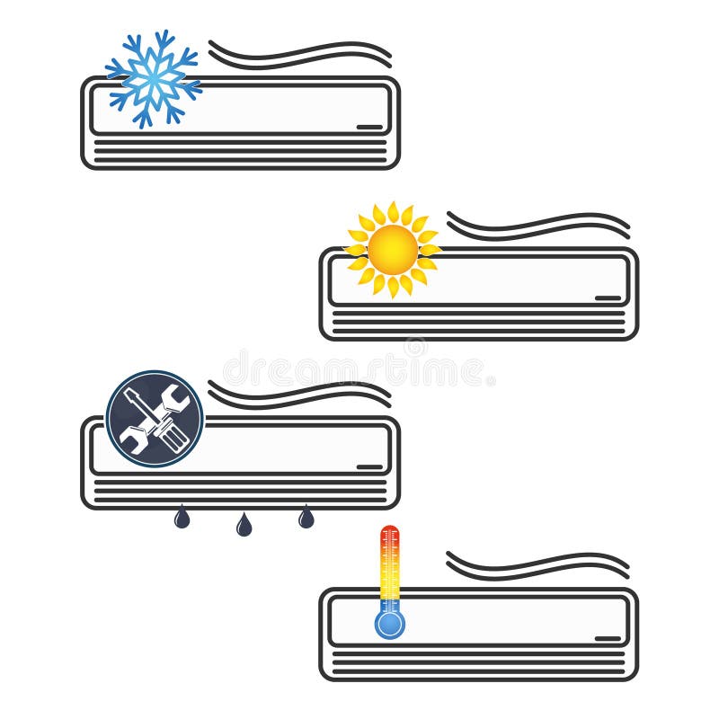 Air conditioning icon set stock vector. Illustration of plus - 99535134
