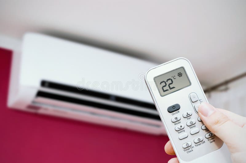 Air Conditioner Remote Control with Smart Home System. Stock Photo ...