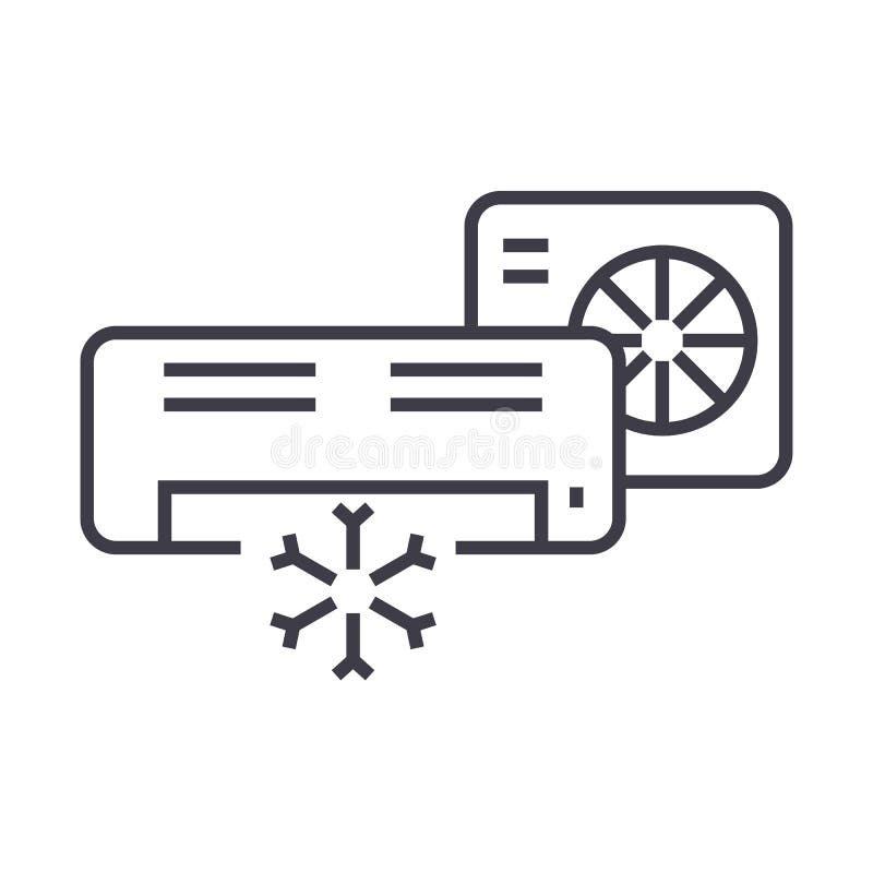 Air Conditioner,split System Vector Line Icon, Sign, Illustration on ...