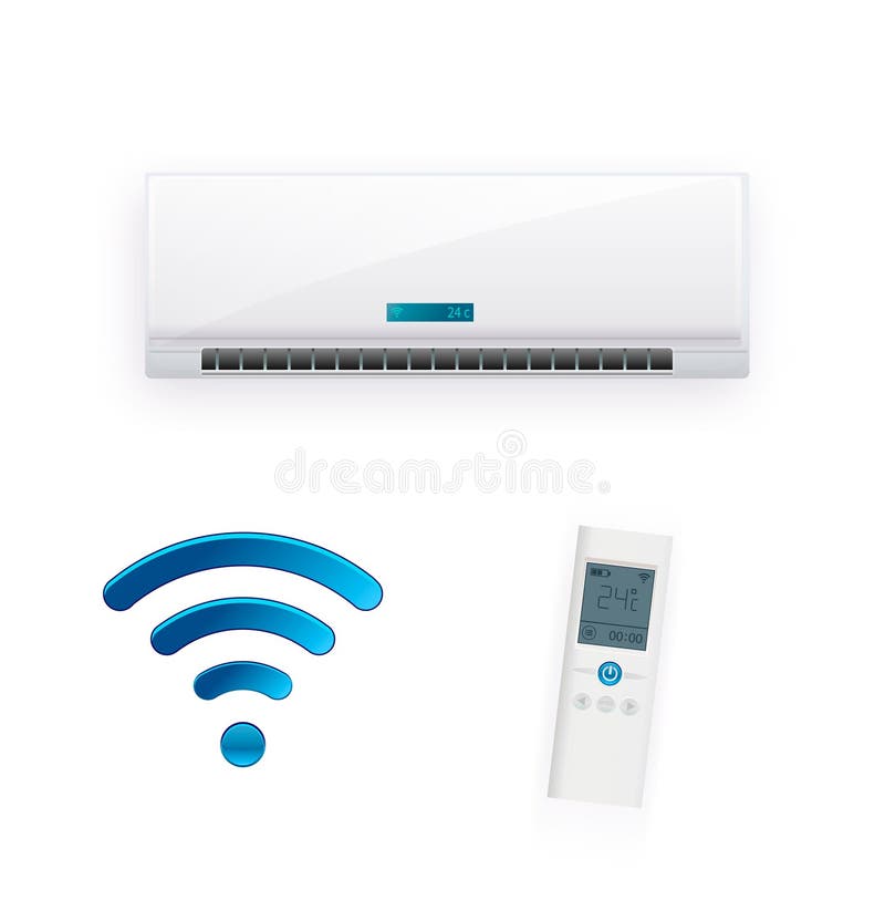 Air Conditioner System with Remote Control Vector. Cooling and Heating ...