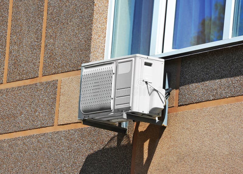 Air Conditioner System on Wall Stock Image - Image of cooler ...
