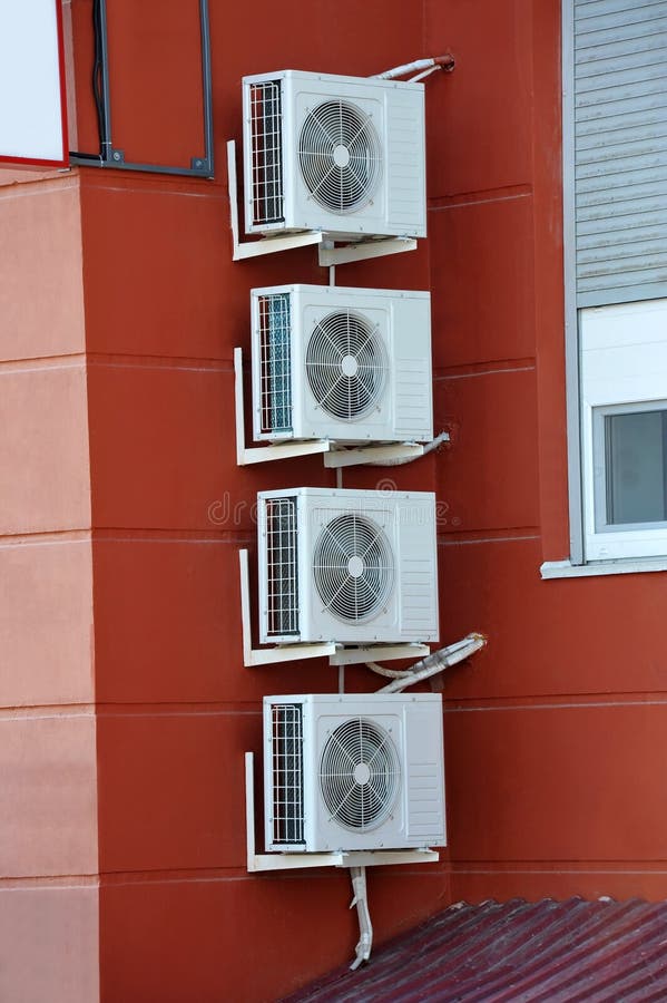Air Conditioner System on Wall Stock Image - Image of hvac, funnel ...