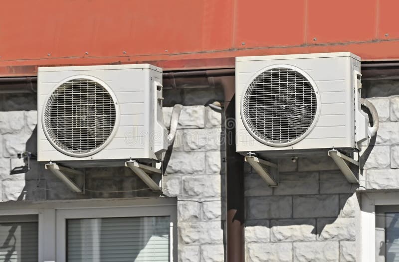 Air Conditioner System on Wall Stock Image - Image of acclimatization ...