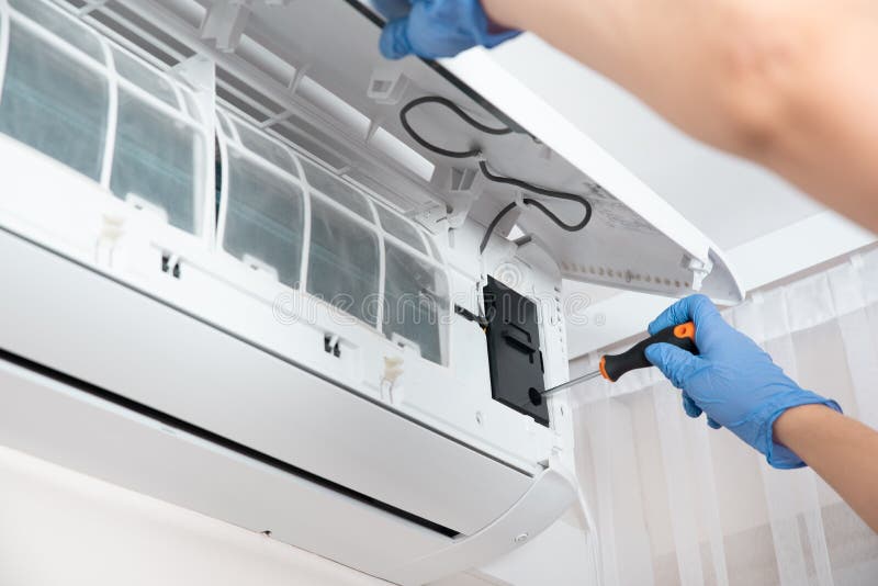 Air Conditioner Unit Service Stock Image - Image of cleaning, inside ...