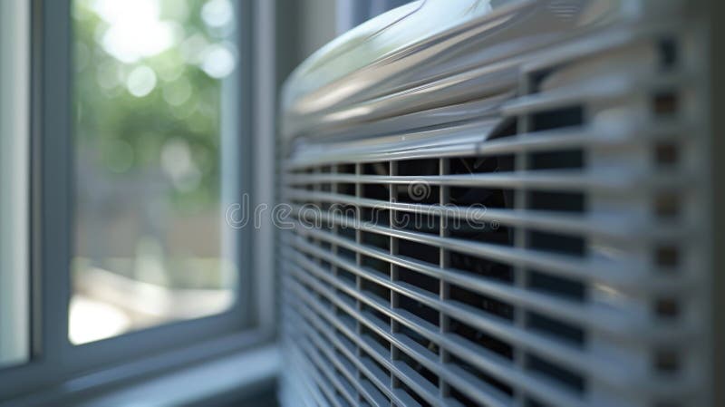 An Air Conditioner Unit Sitting Next To a Window, Providing Cooling and ...