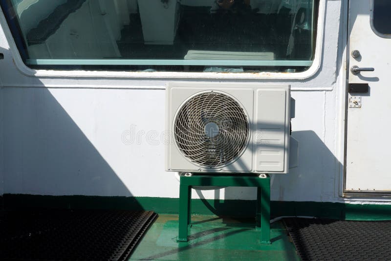 Air Conditioner of White Color is Installed on the Bridge Wing of a ...