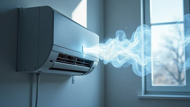 Air Conditioner and Wind or Air Flow To Show Cool and Fresh. AC Indoor ...