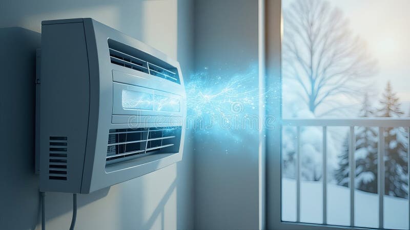 Air Conditioner and Wind or Air Flow To Show Cool and Fresh. AC Indoor ...