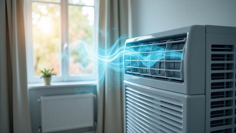 Air Conditioner and Wind or Air Flow To Show Cool and Fresh. AC Indoor ...