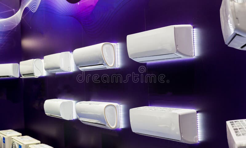 Air Conditioners, Exhibition Sample in the Store Stock Photo - Image of ...