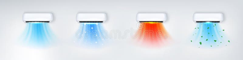Air Conditioners with Flows of Cold and Hot Air Stock Illustration ...