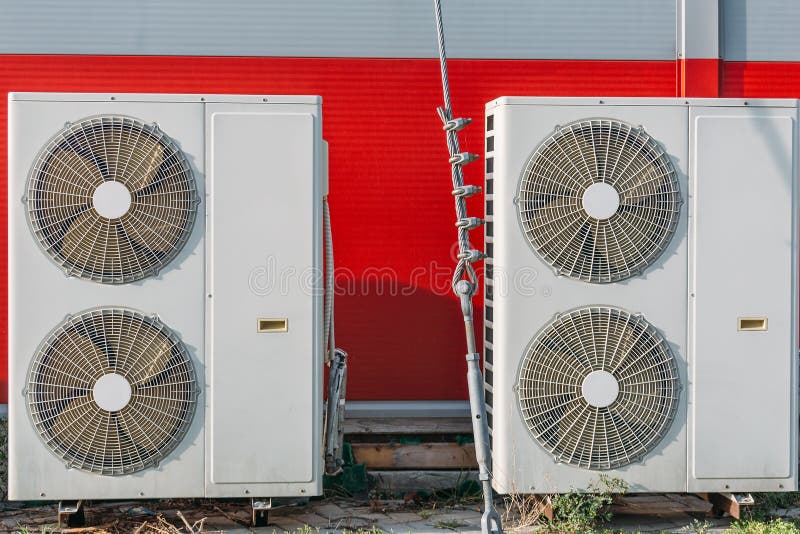 Air Conditioners or HVAC or Climate Control Systems on Backyard of ...