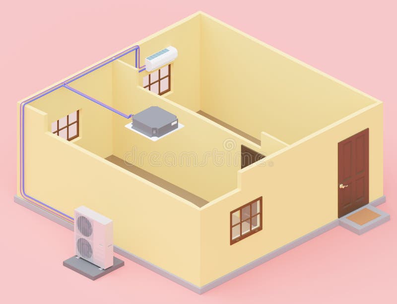 Multi System Different Air Conditioner Units Yellow Building on Pink ...