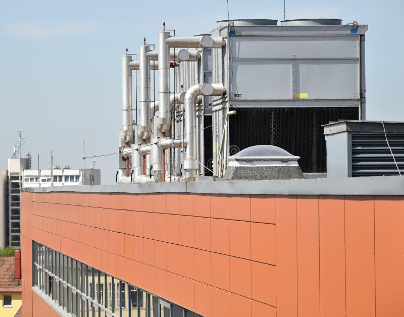 Industrial Air Conditioners on the Top of a Building Stock Image ...