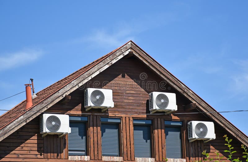 Air Conditioners on the Wall of a Building Stock Photo - Image of ...