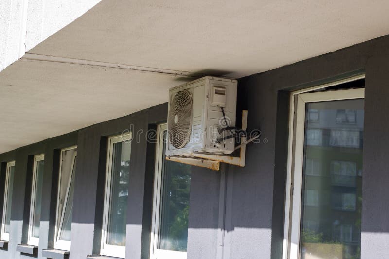 Air Conditioners on Wall of Tall Building Stock Photo - Image of home ...