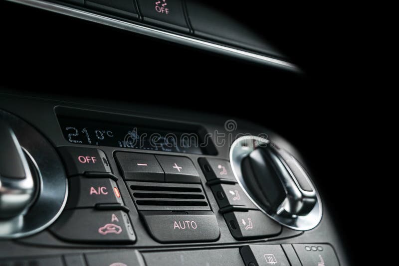 Air Conditioning Button Inside a Car. Climate Control AC Unit in the ...