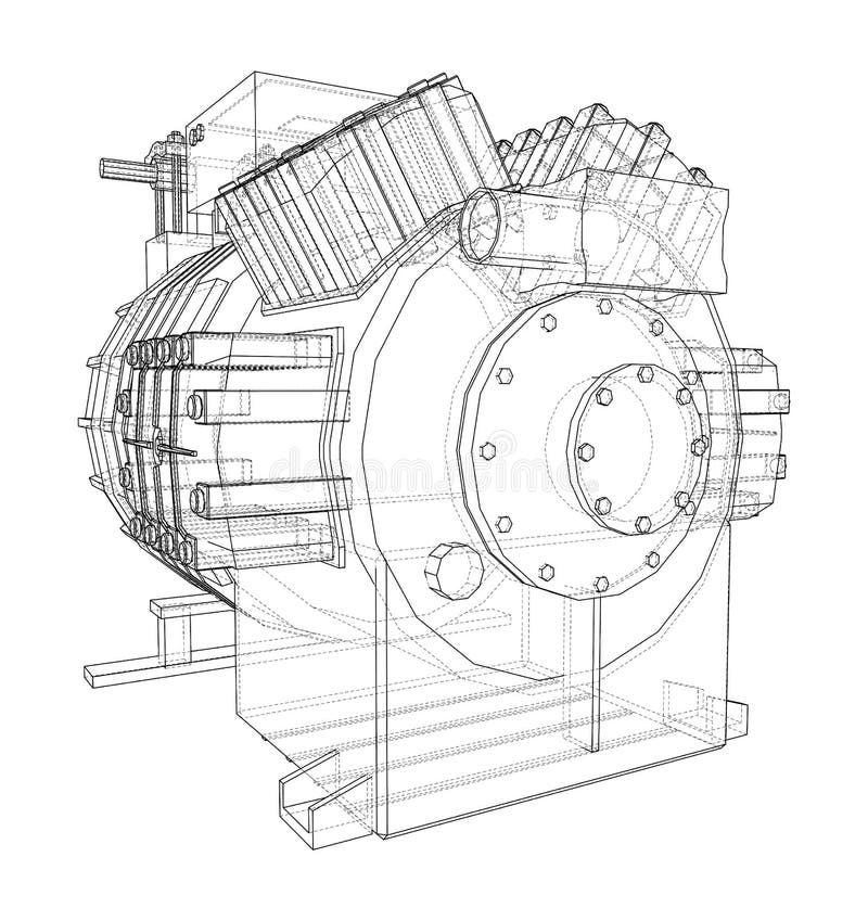 Air Conditioning Compressor Stock Illustration - Illustration of power ...