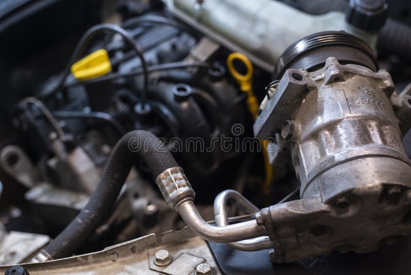Air Conditioning Compressor Car Engine Stock Photo - Image of cold ...