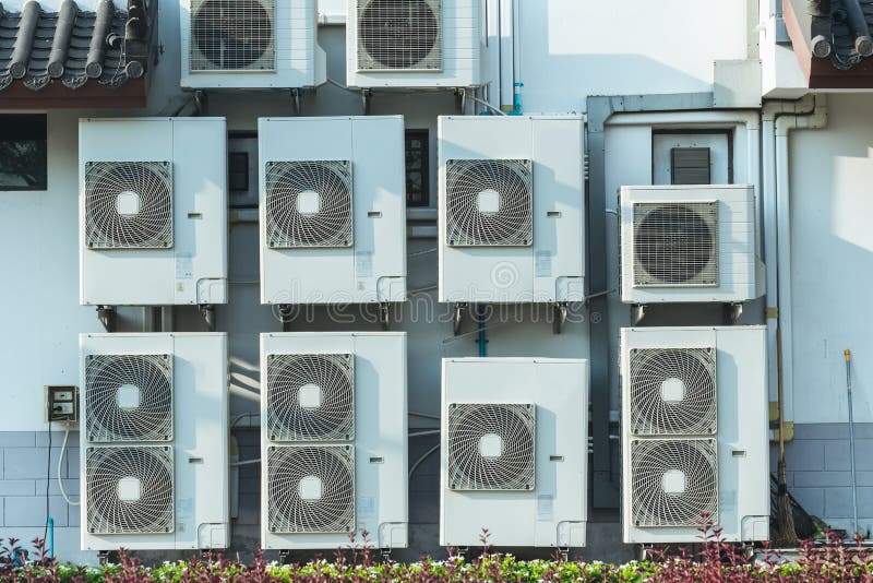 Air Conditioning Compressor Installed the Wall Stock Photo - Image of ...