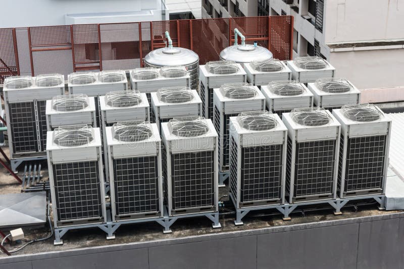 Air Conditioning Compressor System, on Rooftop of Building Stock Image ...