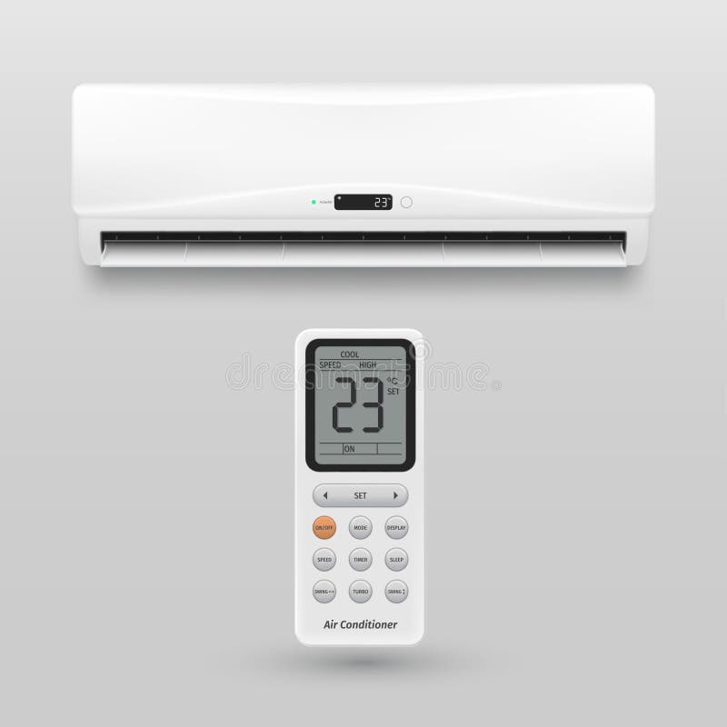 Air Conditioning Equipment with Remote Control Realistic Illustration ...