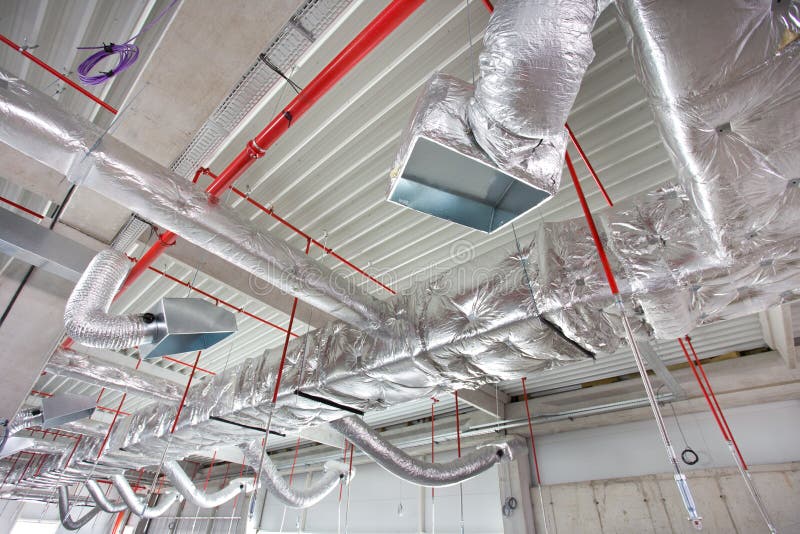Air Conditioning and Fire Fighting System on the Ceiling Stock Photo ...