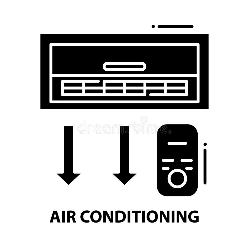Air Conditioning Icon, Black Vector Sign with Editable Strokes, Concept ...