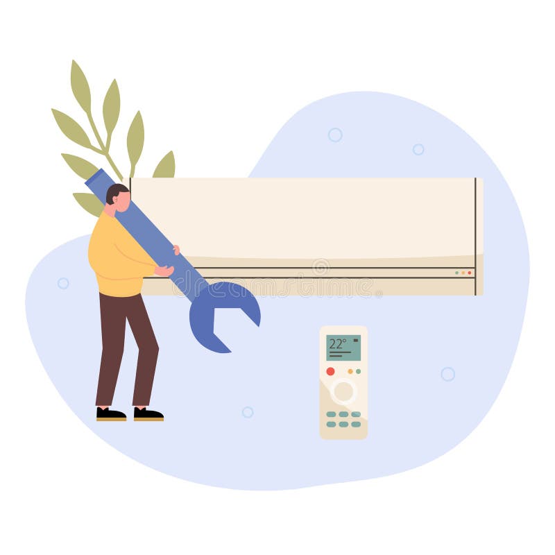 The Man is Repairing the Air Conditioner Stock Illustration ... The Man is Repairing the Air Conditioner Stock Illustration ...