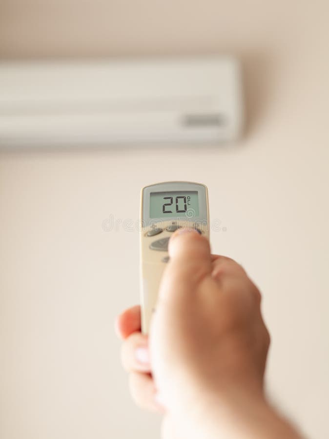 Air Conditioning in the Room with Remote Control Stock Image - Image of ...