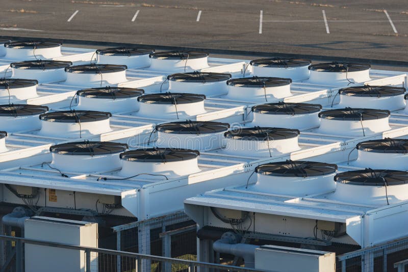 Air Conditioning System Assembled and Installed on the Building. Stock ...