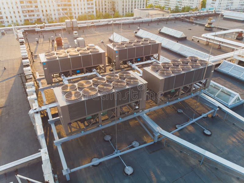 Air Conditioning System Assembled on Side of a Building. Stock Photo ...