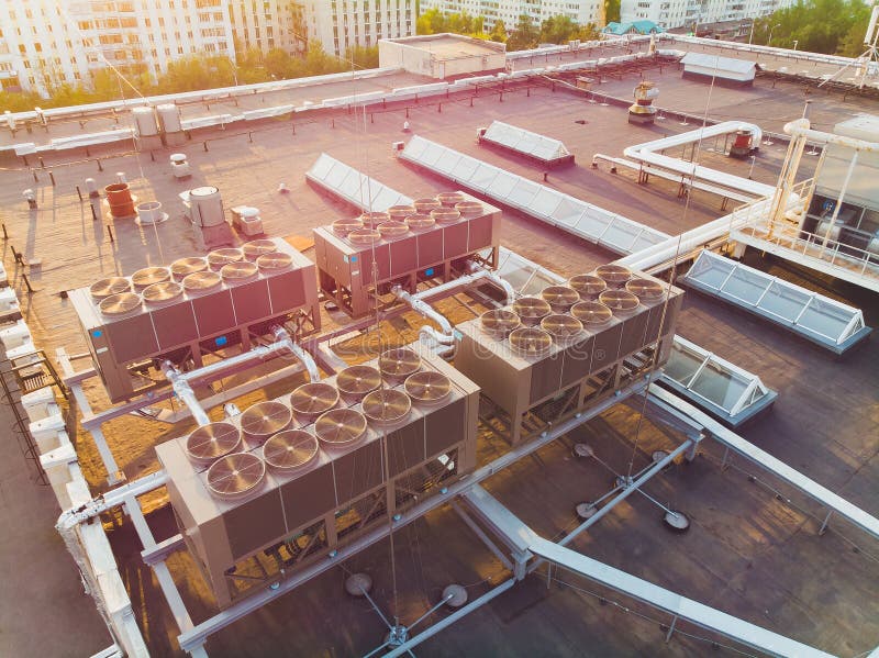 Air Conditioning System Assembled on Side of a Building. Stock Image ...