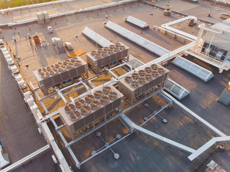 Air Conditioning System Assembled on Side of a Building. Stock Photo ...